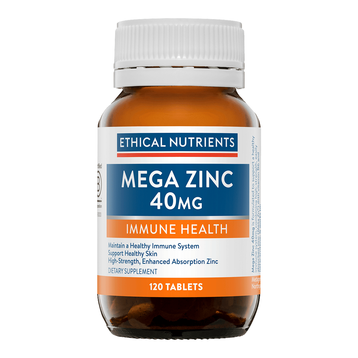 Ethical Nutrients Mega Zinc 40mg - Buy Online | NutritionMarket